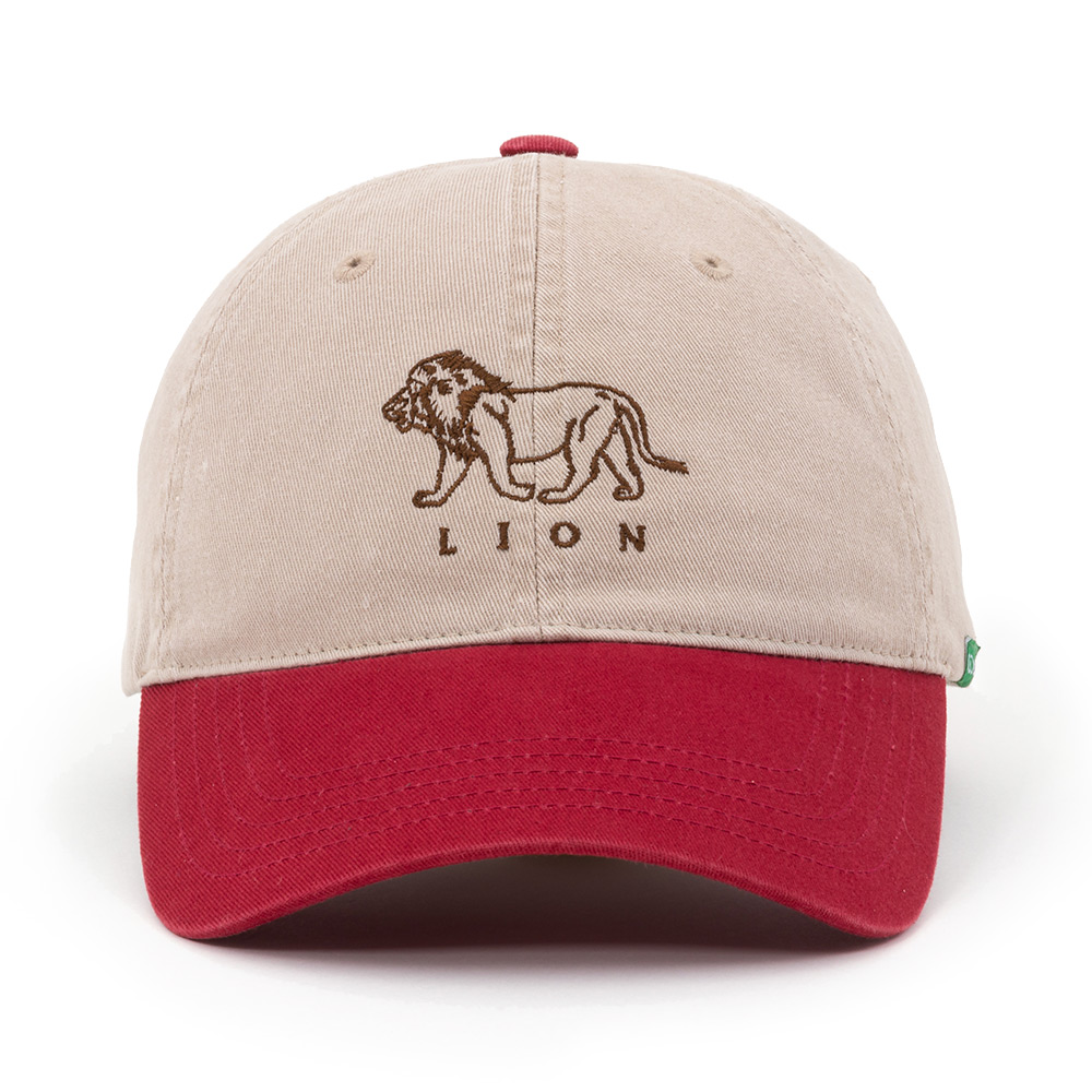 動物 生物 スポーツキャップ ライオン ベージュ&ディープレッド / カロラータ オンラインショップ